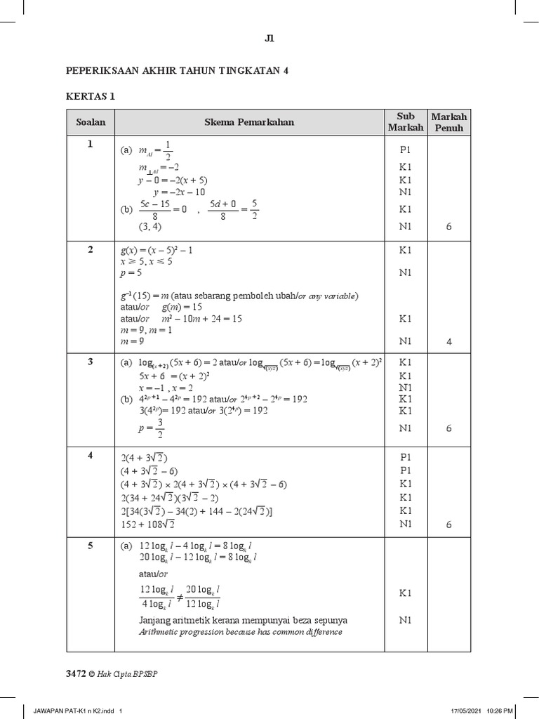 SBP Mate Tamb Jawapan | PDF
