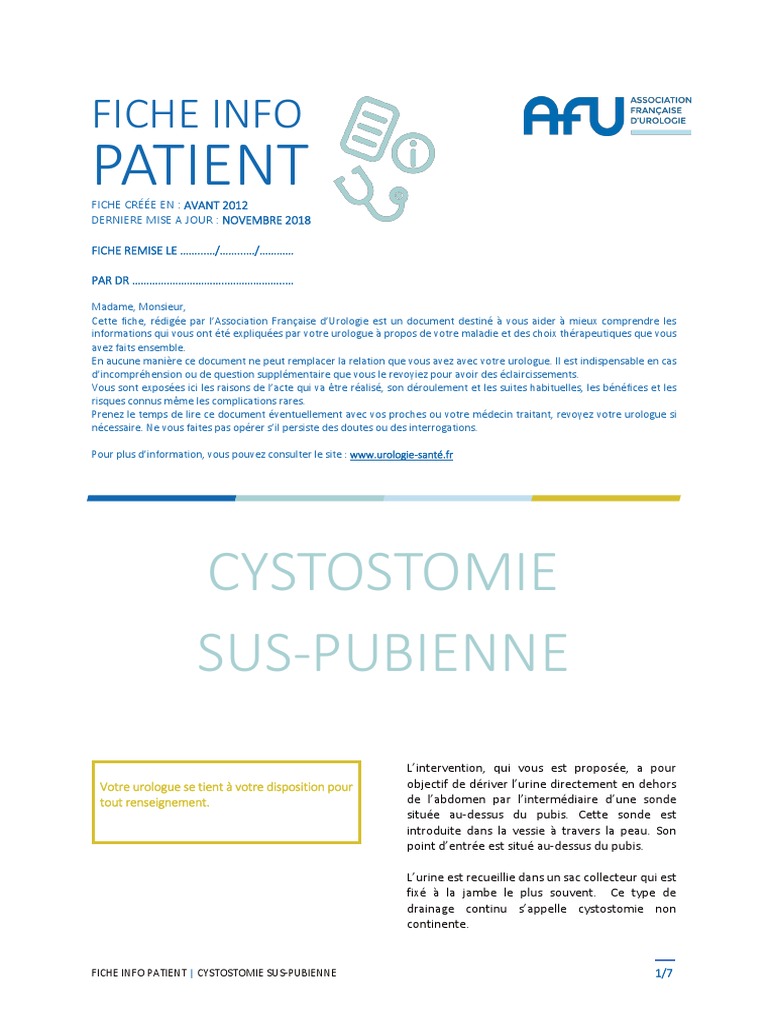 81 Cystostomie Sus-Pubienne | PDF | Soins de santé | Maladies et troubles