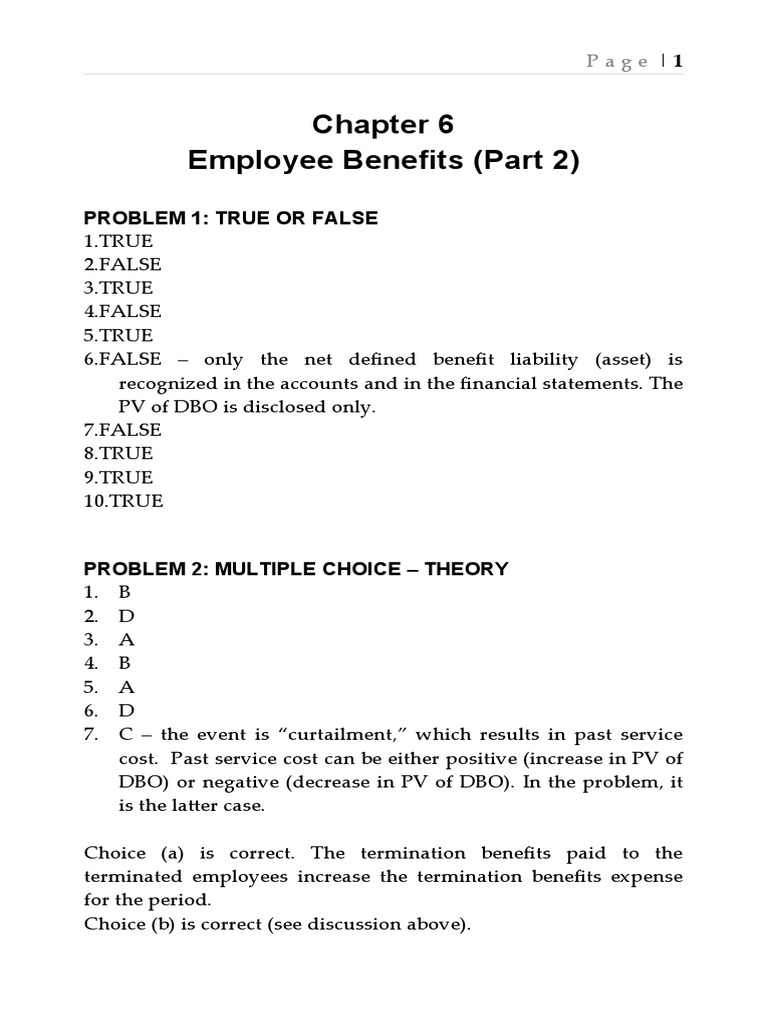 Sol. Man. - Chapter 6 - Employee Benefits (Part 2) - 2021 | PDF ...