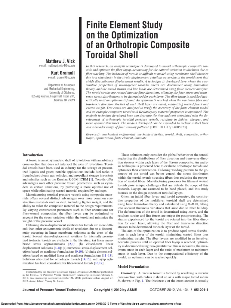 Orthotropic Toroidal Shell | PDF | Stress (Mechanics) | Composite Material