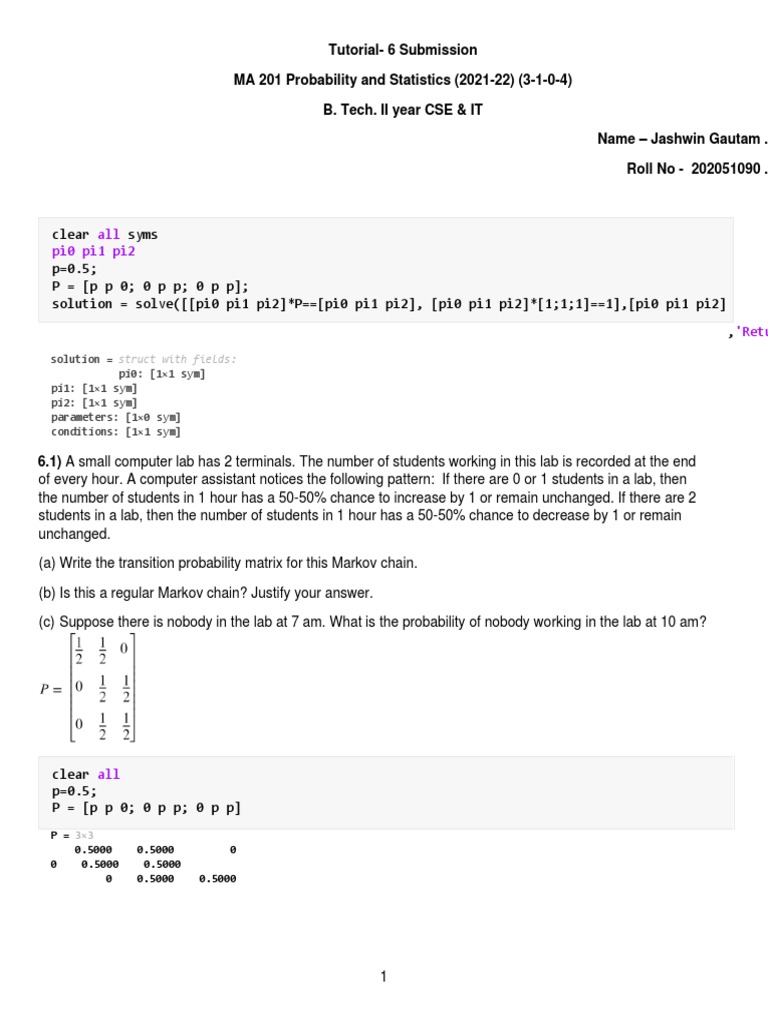 All Pi0 Pi1 Pi2: Struct With Fields | PDF | Markov Chain | Teaching ...