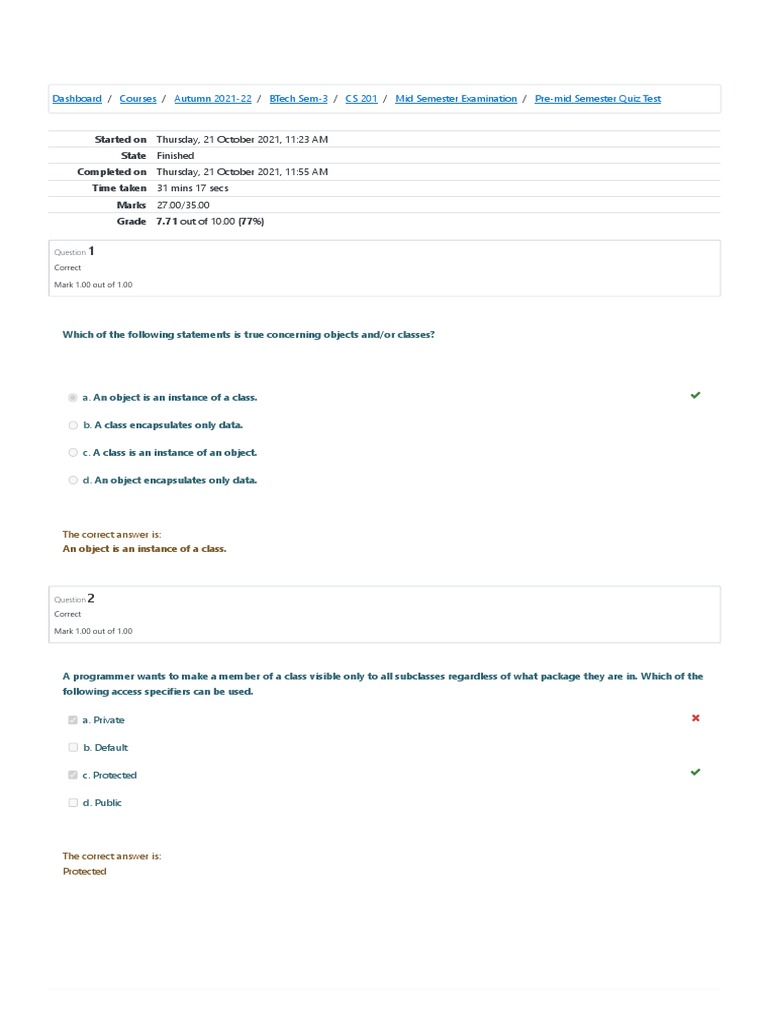 CS201 PreMidsem Merged | PDF | Inheritance (Object Oriented Programming) | Class (Computer ...