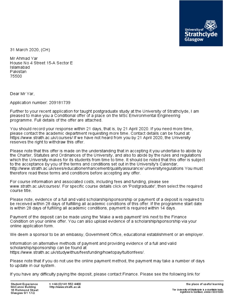 T: +44 (0) 141 552 4400 Student Experience Mccance Building 16 Richmond ...