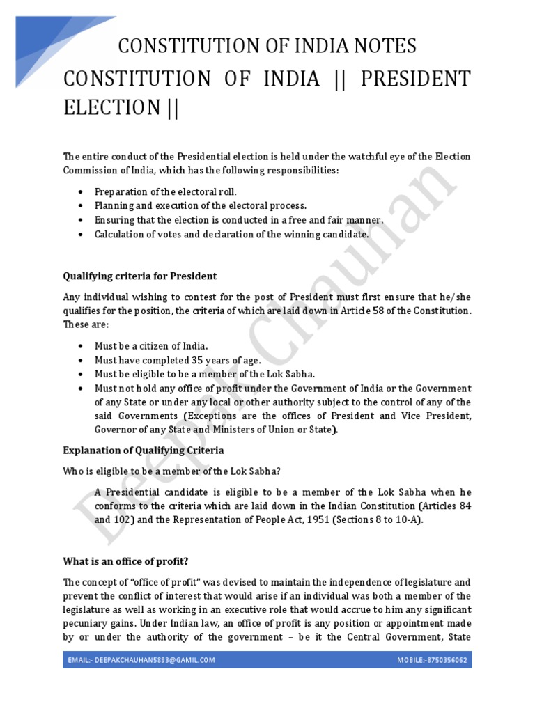 President Election Process Notes | PDF | Voting | Elections