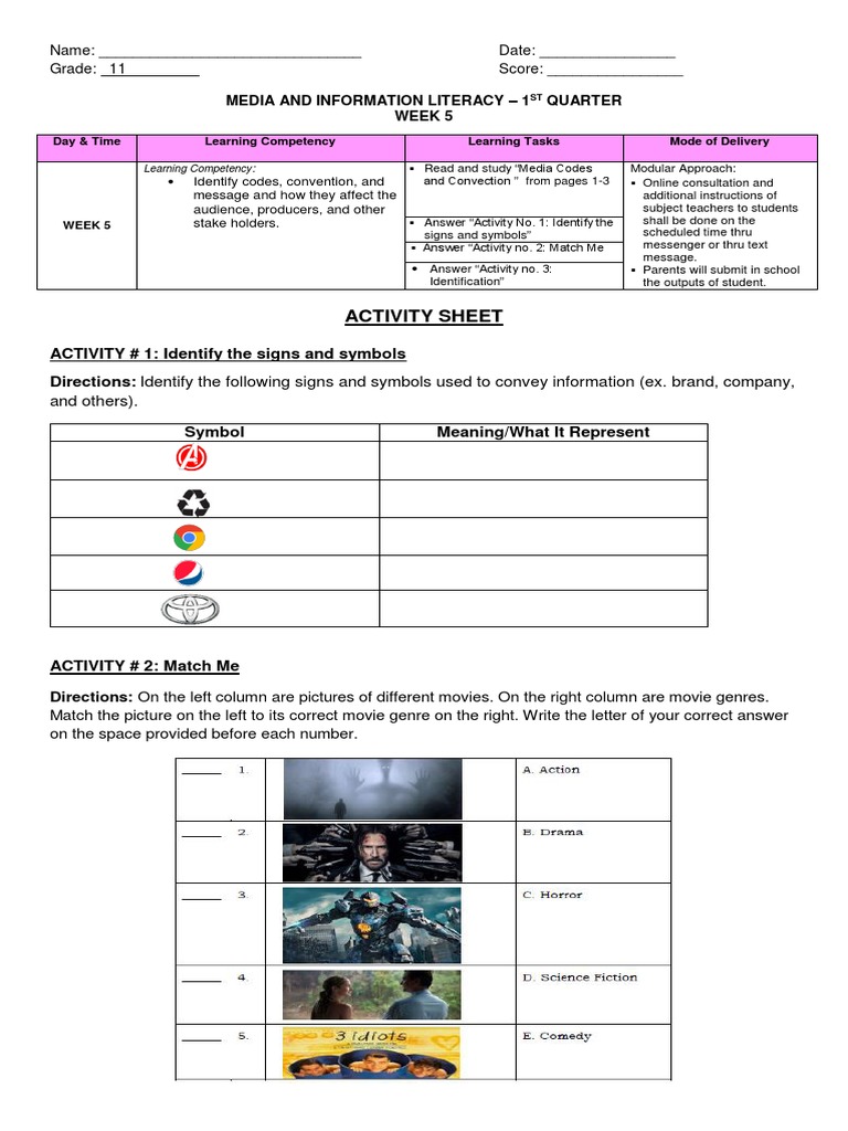MIL-Answer Sheets Sheet 1ST QUARTER (WEEK 5-8) | PDF | Cyberbullying ...