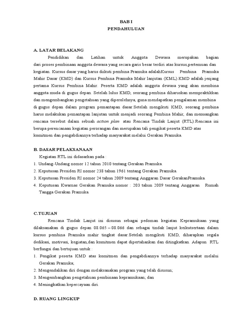 Rencana Tindak Lanjut KMD Pramuka | PDF