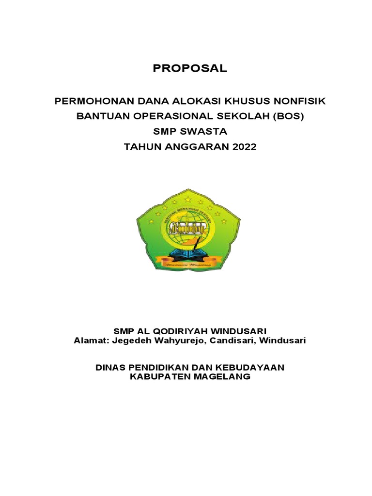 Proposal BOS Reguler SMP Swasta 2022 | PDF