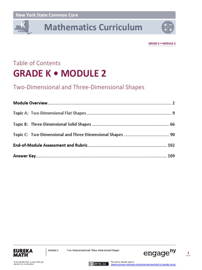 Grade K - Module 2: Mathematics Curriculum | PDF | Shape | Common Core ...