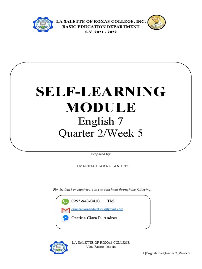 Learning Module (English 7) Q2 Week 5 | PDF | Media (Communication ...