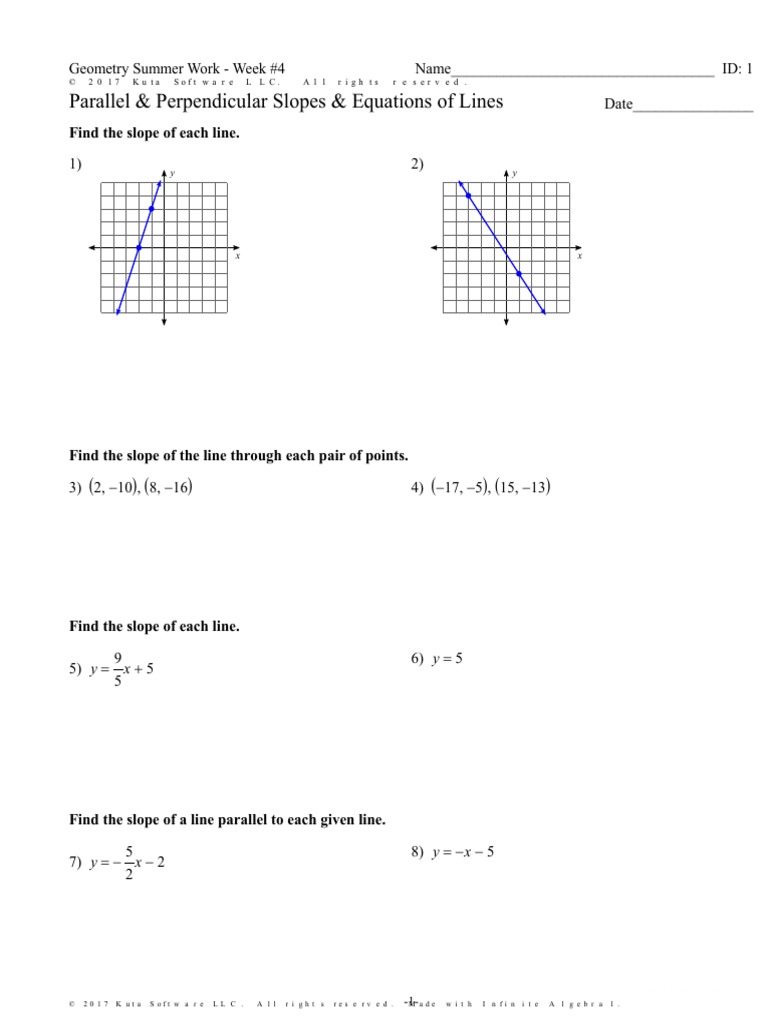 Parallel & Perpendicular Slopes & Equations of Lines: Find The Slope of ...
