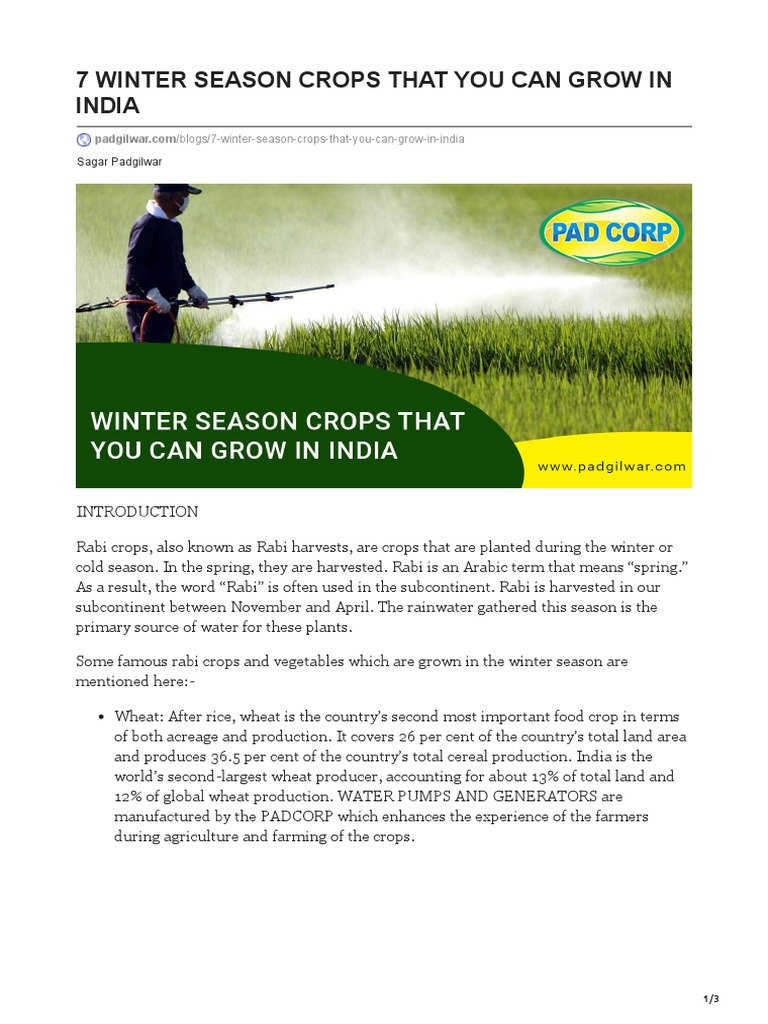 7 Winter Season Crops That You Can Grow in India | PDF | Agriculture ...