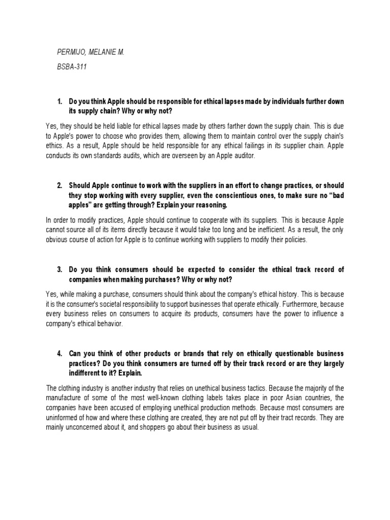 01 Worksheet 1 | PDF | Business Ethics | Supply Chain