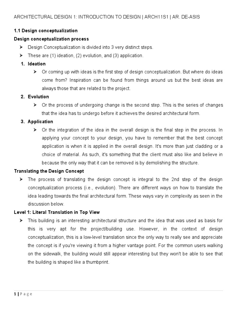 1.1 Design Conceptualization Design Conceptualization Process | PDF ...