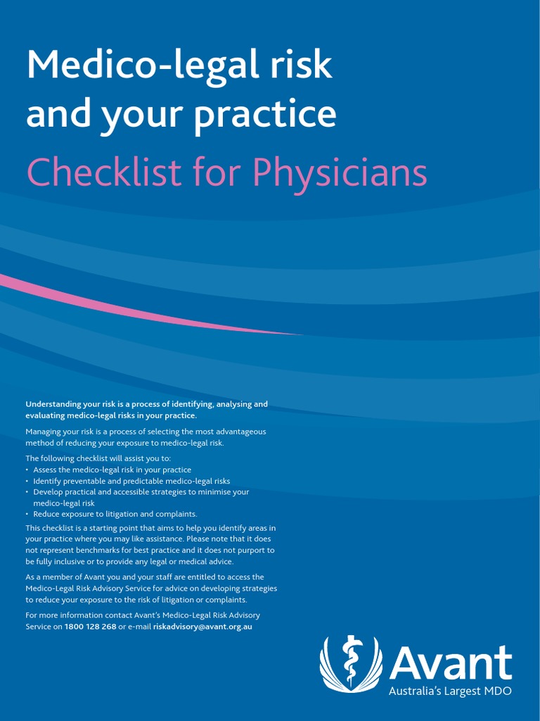 Checklist For Physicians: Medico-Legal Risk and Your Practice | PDF ...