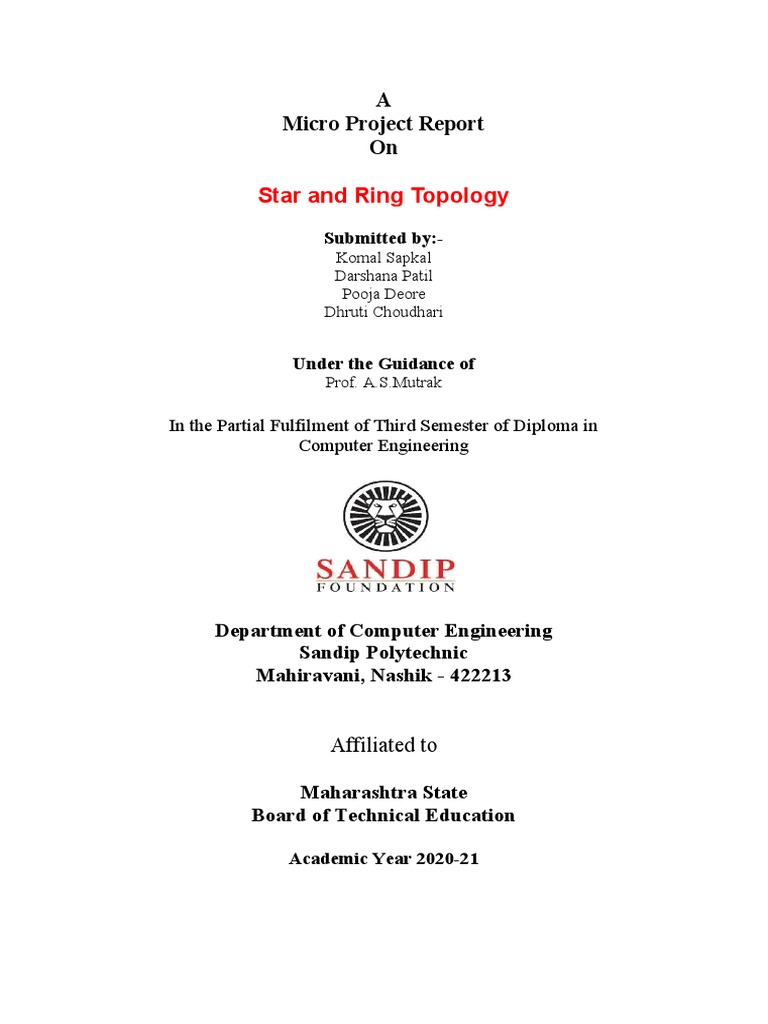 Star and Ring Topology: A Micro Project Report On | PDF | Network ...