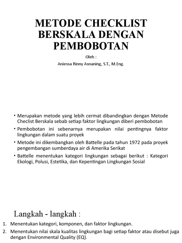 Metode Checklist Berskala Dengan Pembobotan | PDF