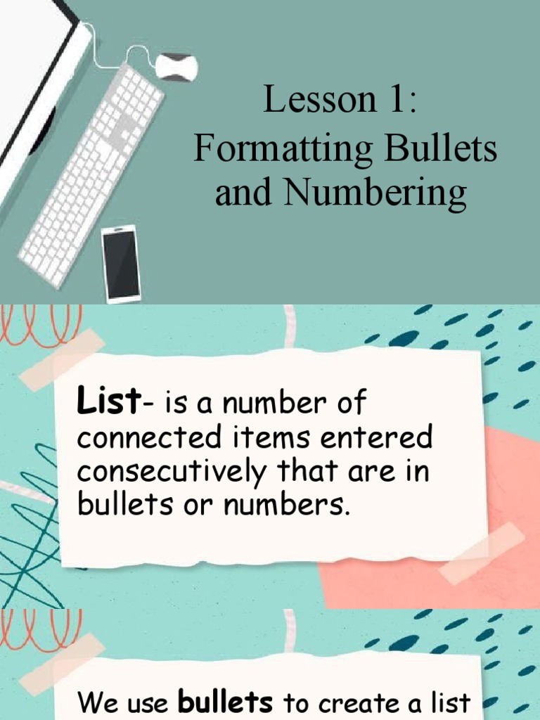 Computer-Lesson 1-Formatting Bullets and Numbering | PDF | Social Science