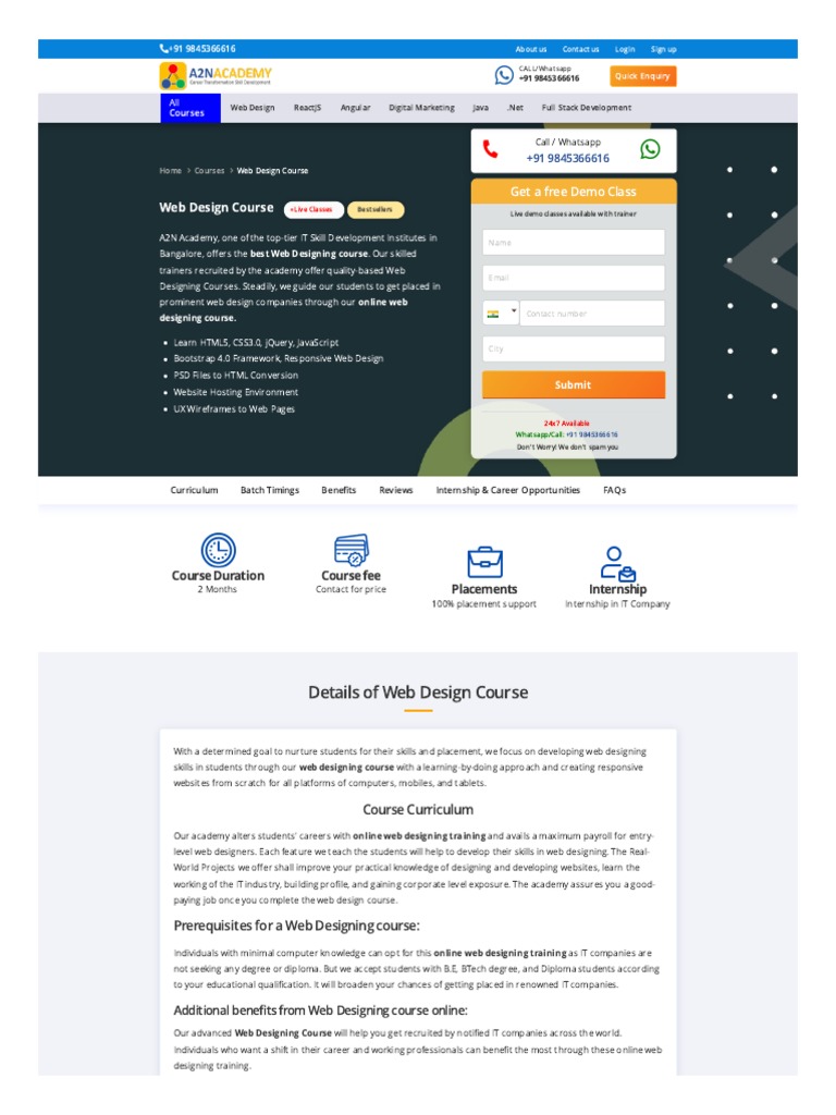 Web Design Course Get A Free Demo Class | PDF | J Query | Html