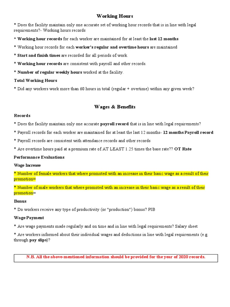 Higg FSLM Questions 2020 | PDF