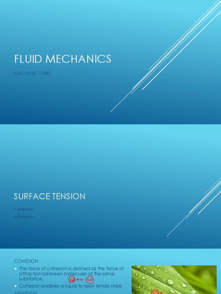 Fluid Mechanics - Surface Tension Notes | PDF | Surface Tension | Drop ...