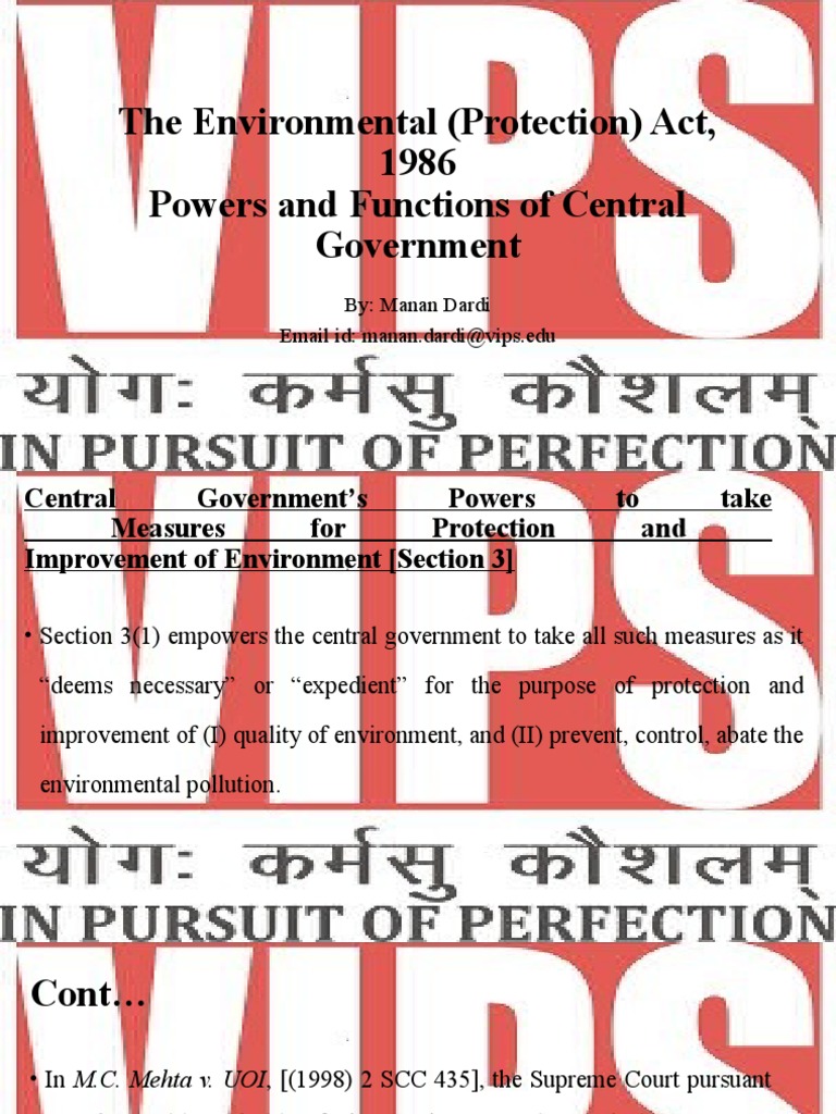 The Environmental (Protection) Act, 1986 Powers and Functions of ...