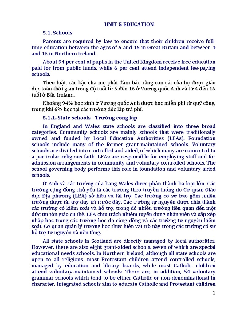 Unit 5 Education | PDF