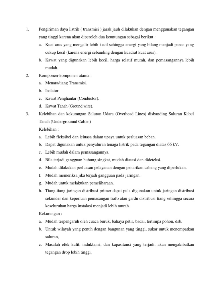 JAWABAN QUIZ 1 TDL Transmisi Daya Listrik | PDF