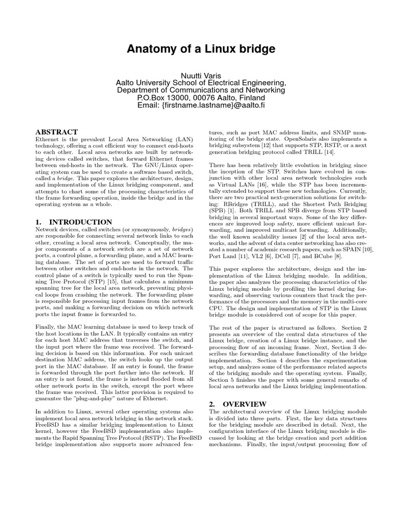 Anatomy of A Linux Bridge | PDF | Computer Network | Multicast