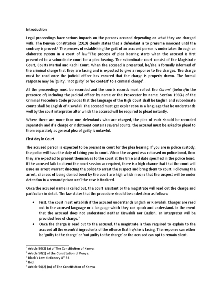 Types of Pleas in Kenyan Courts | PDF | Plea | Criminal Procedure In ...