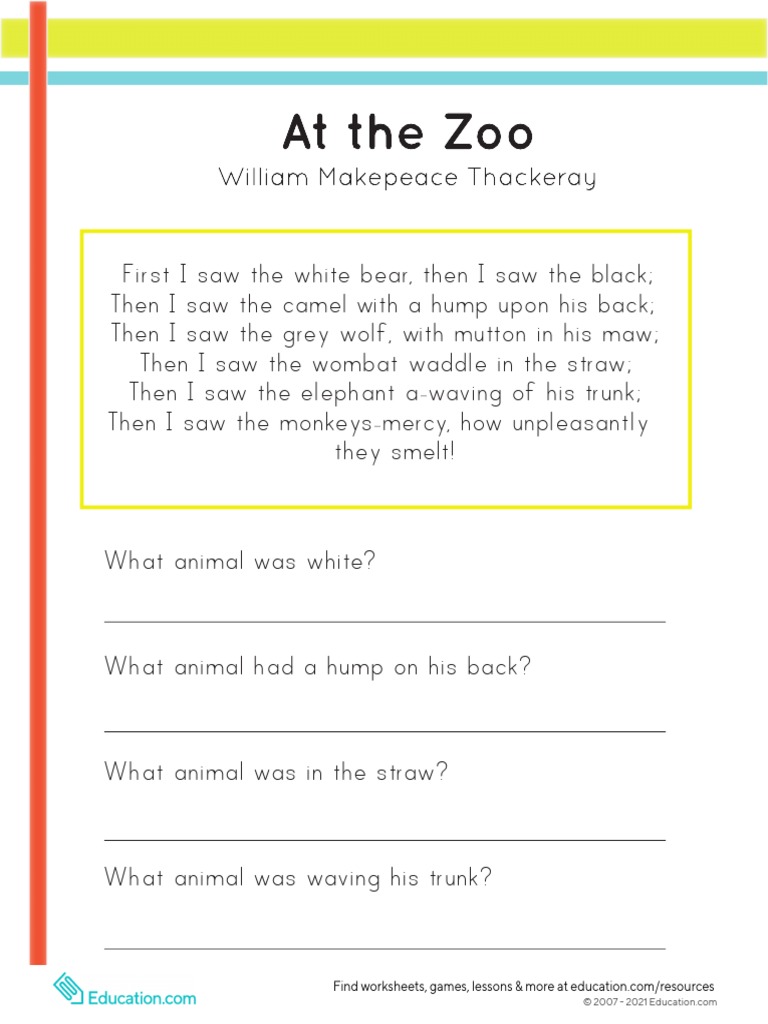 Animals at the Zoo for Class 3 | PDF