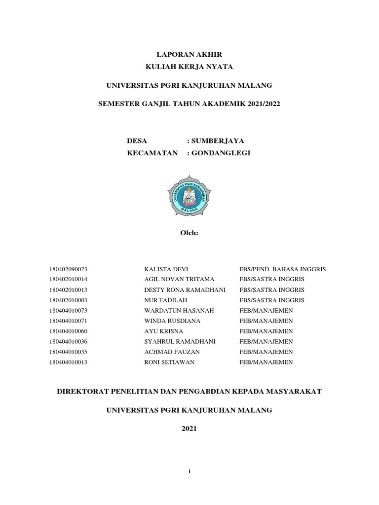 Laporan Akhir KKNT Desa Sumberjaya Sasing | PDF