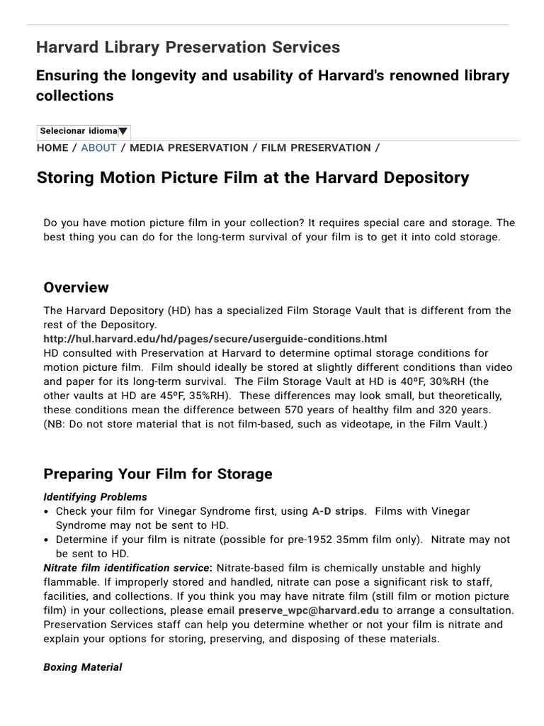 Storing Motion Picture Film at The Harvard Depository - Harvard Library ...