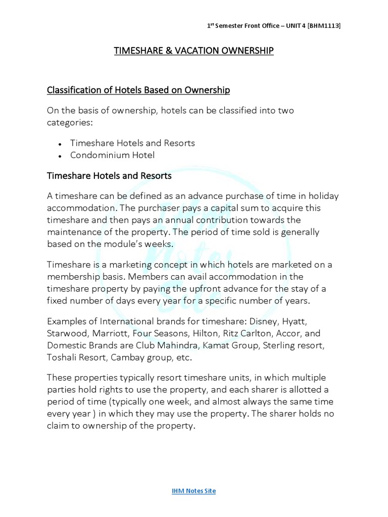 Timeshare & Condo Hotel Overview | PDF | Condominium | Hotel
