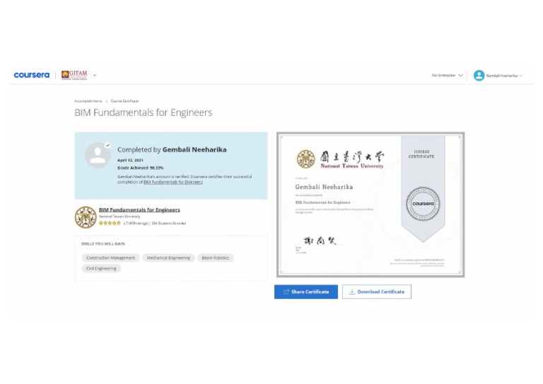 Coursera Certificate | PDF