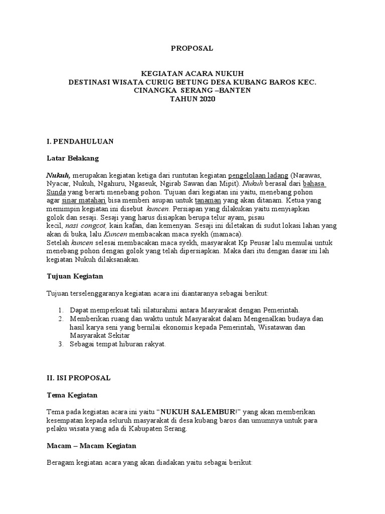 Proposal Festival Budaya - Nukuh | PDF