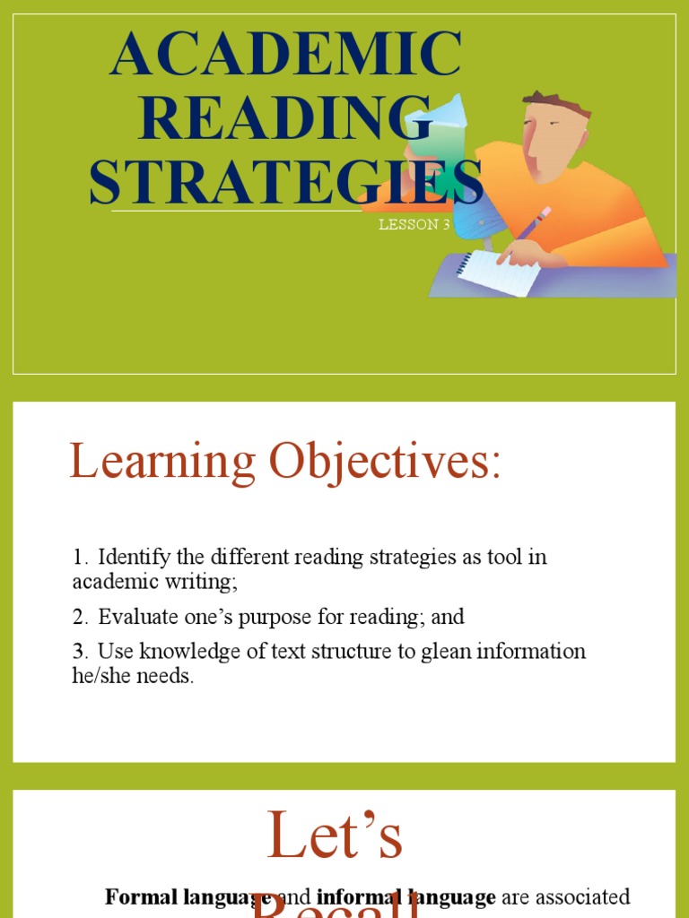 Academic Reading Strategies: Lesson 3 | PDF | Reading Comprehension ...