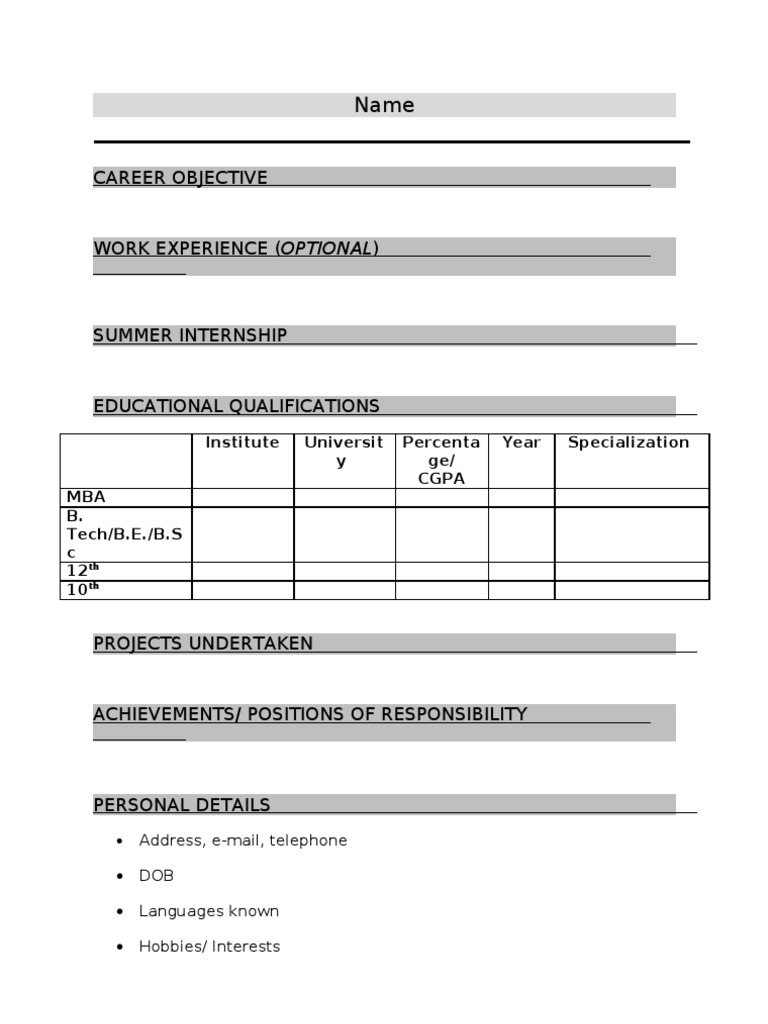 Curriculum Vitae Draft | PDF