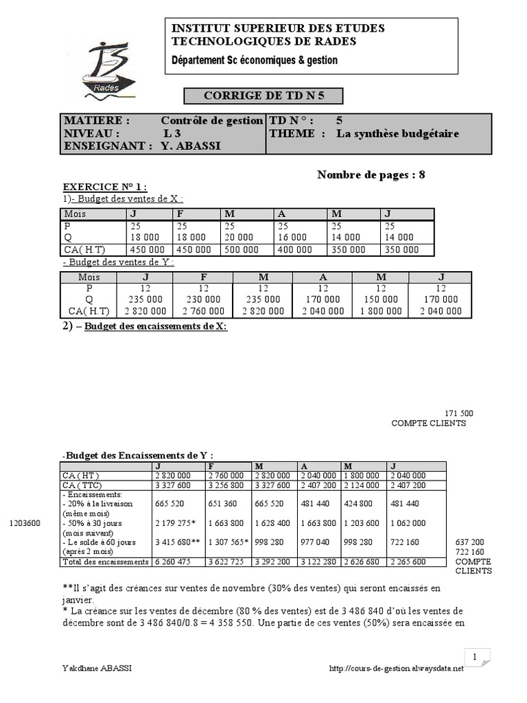 Corrig TD 5 | PDF | Dépréciation | Prêts