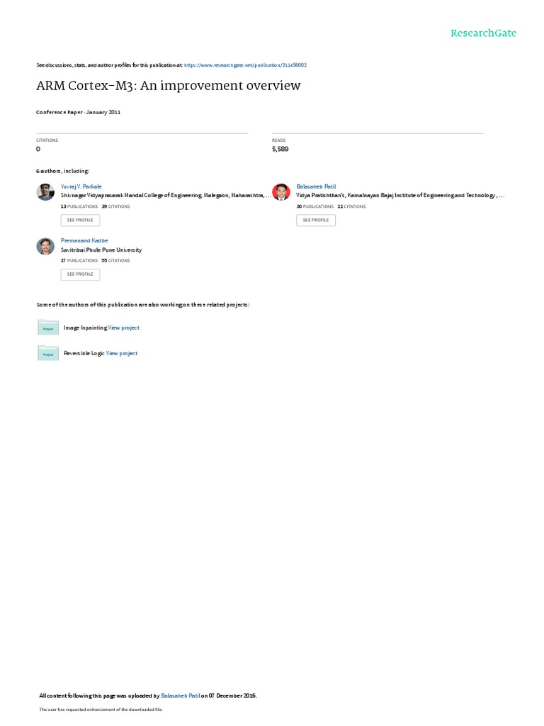 Arm Cortex M3 An Improvement Overview January 2011 Pdf Arm