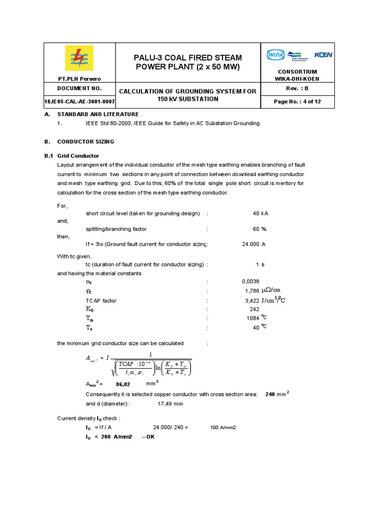Earthing Calculation IEEE2000 | PDF | Electrical Grid | Electrical ...