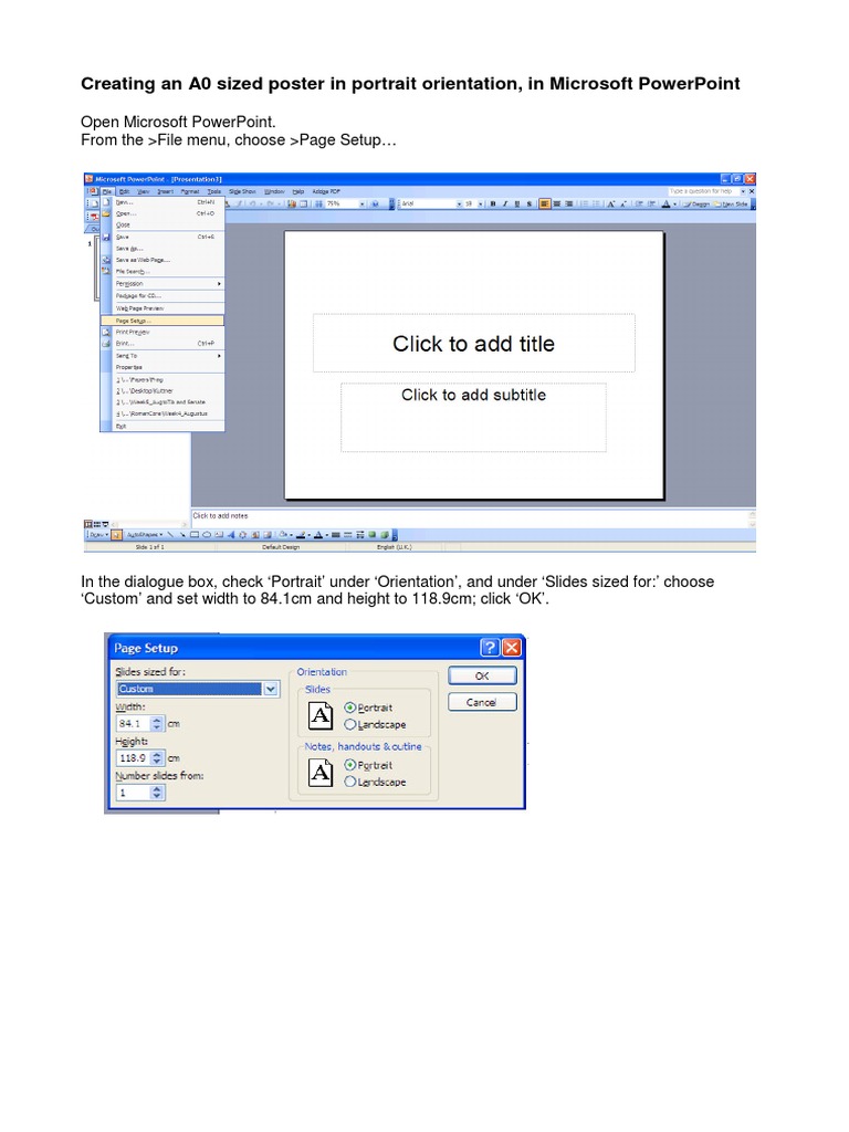 Creating an A0 Poster in Portrait Orientation Using Microsoft ...