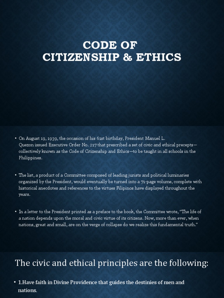 Code of Citizenship & Ethics | PDF | Virtue | Citizenship