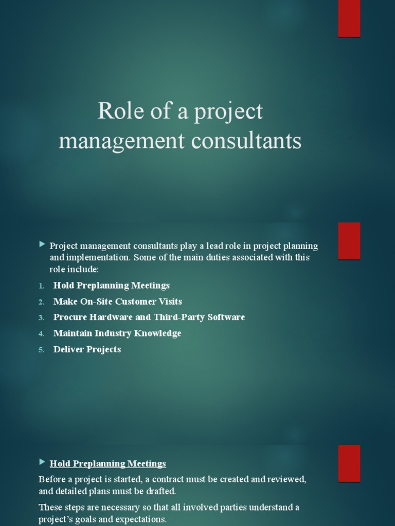 10 Role of A Project Management Consultants | PDF
