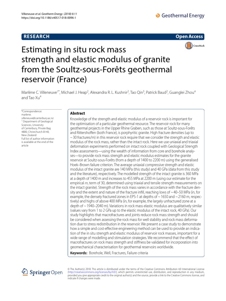 Estimating in Situ Rock Mass Strength and Elastic Modulus of Granite ...