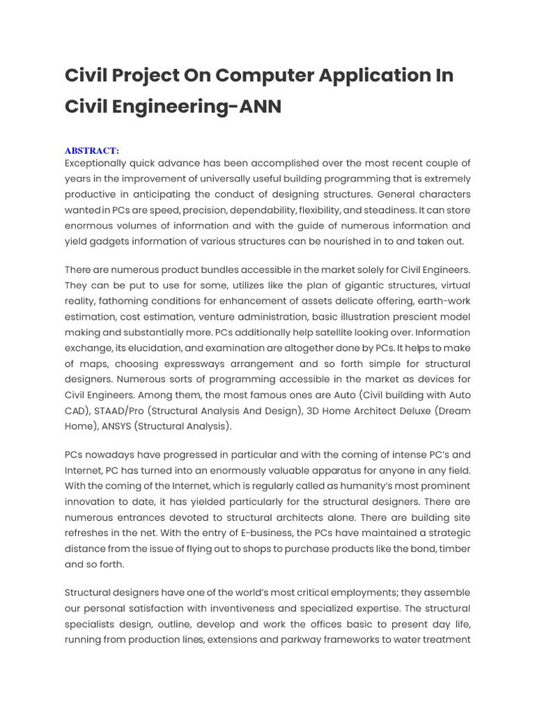 Civil Project On Computer Application in Civil Engineering | PDF