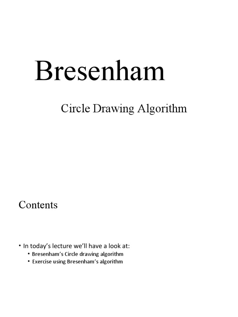 Bresenham Circle Drawing Algorithm Pdf Computer Programming Algorithms