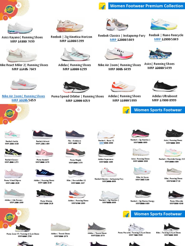 Women Footwear Premium Collection: MRP MRP | PDF | Sneakers | Adidas