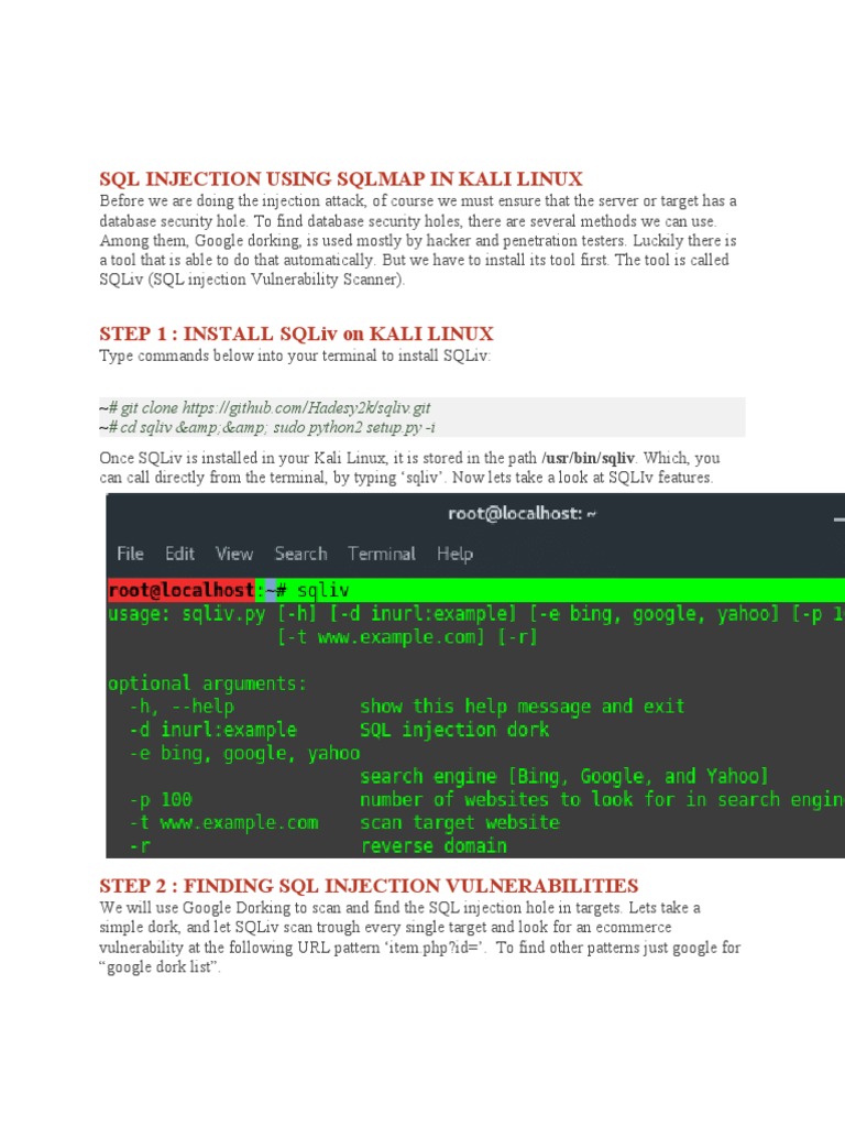 SQL Injection Using Kaali Linux | PDF | Table (Database) | Databases
