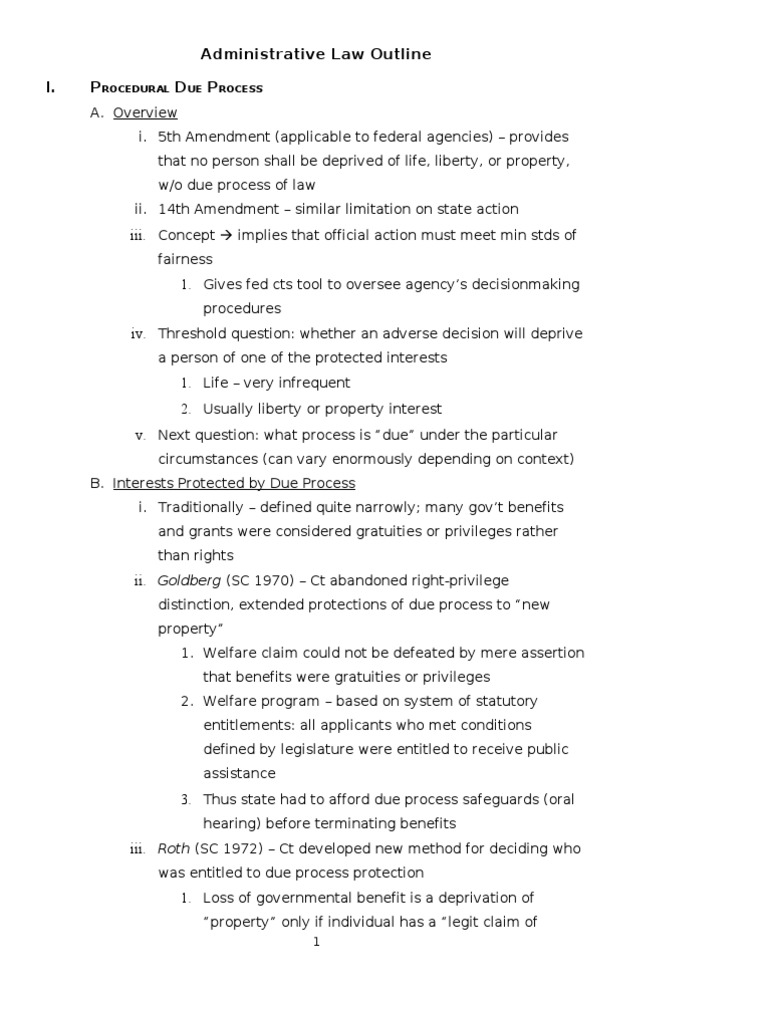 Administrative Law Outline | PDF | Rulemaking | Due Process
