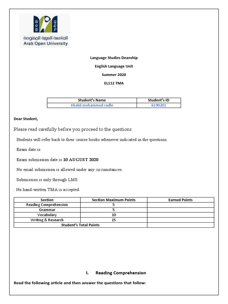 Please Read Carefully Before You Proceed To The Questions | PDF ...